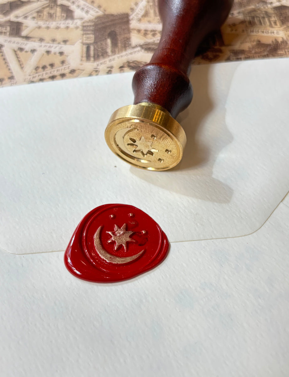 Sealing stamp Moon & Star / シーリングスタンプ 月と星 / Cachet de cire Lune & Etoi ...
